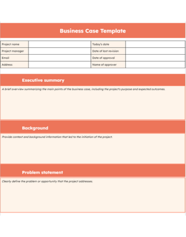 Downloade business case skabelon Gratis PDF, Word